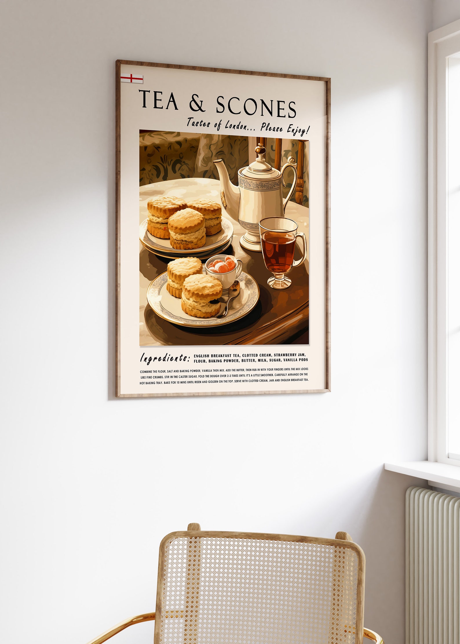 British Tea and Scones Kitchen Poster, Food & Drink Art - Etsy