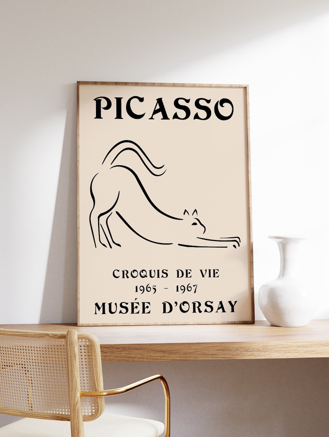Picasso Vintage Exhibition Poster, the Cat, Cat Poster, Cat Print, Cat ...