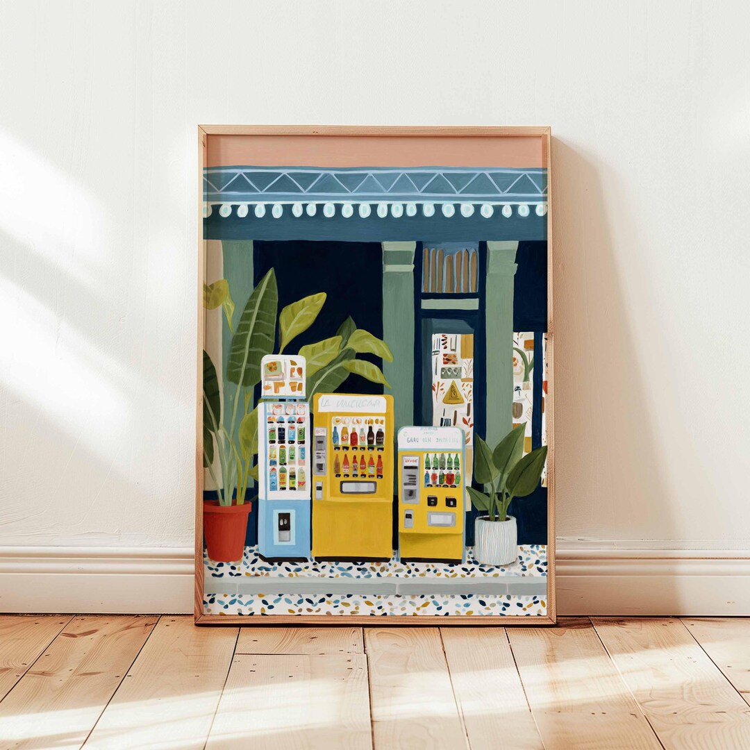 Vending Machine Poster, Japan Print, Retro Poster, Colorful Wall Art ...