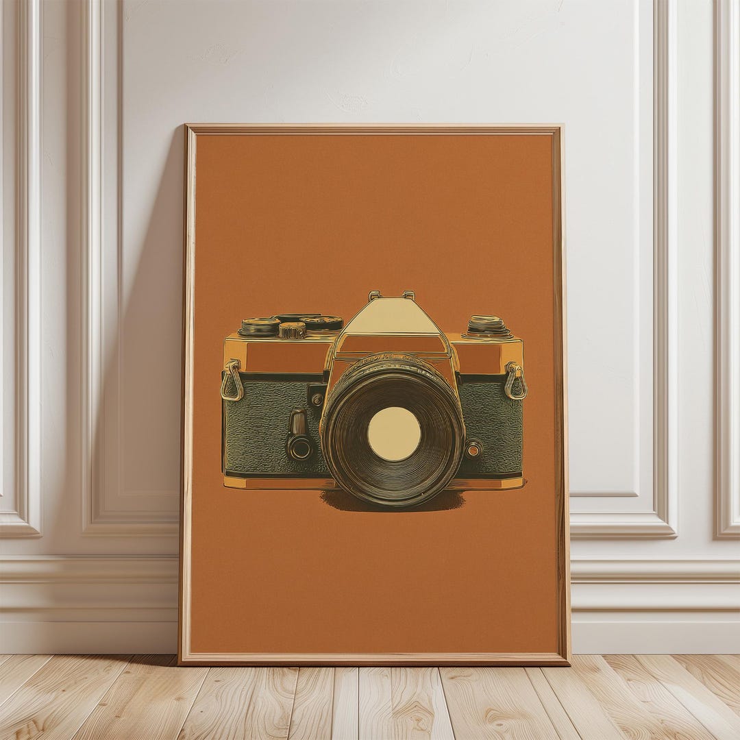 Vintage Camera Poster, Minimal Graphic Style in Burnt Orange - Etsy