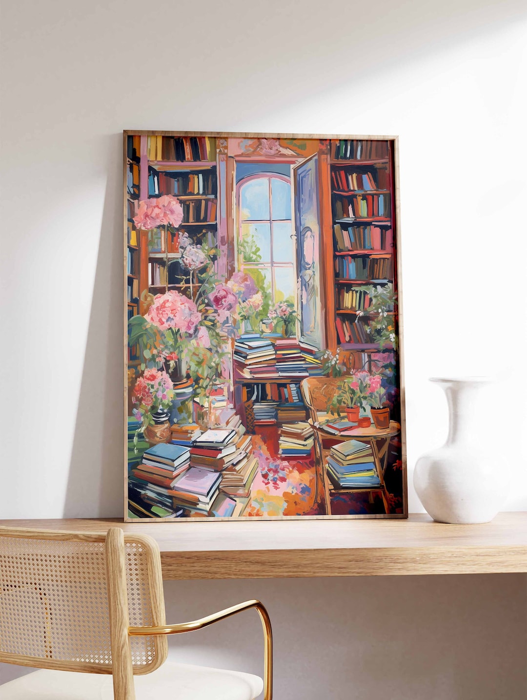 Vintage Library Poster, Book Shop Print, Book Lovers Gift, Reading Gift ...