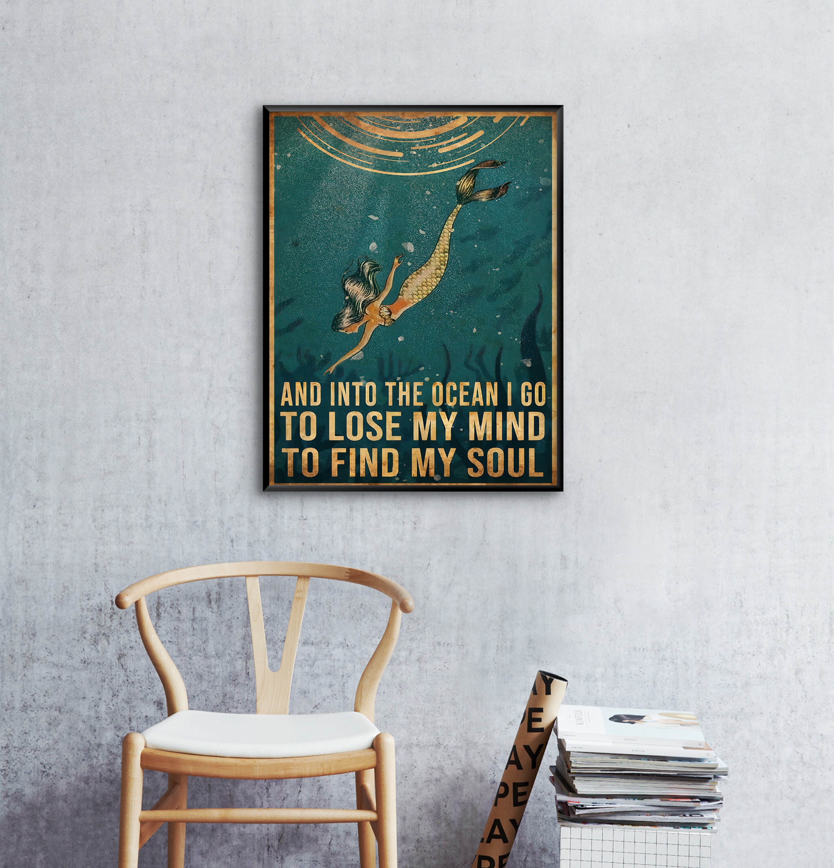 Into The Ocean I Go Poster Spiritual Yoga Poster Sea Water | Etsy