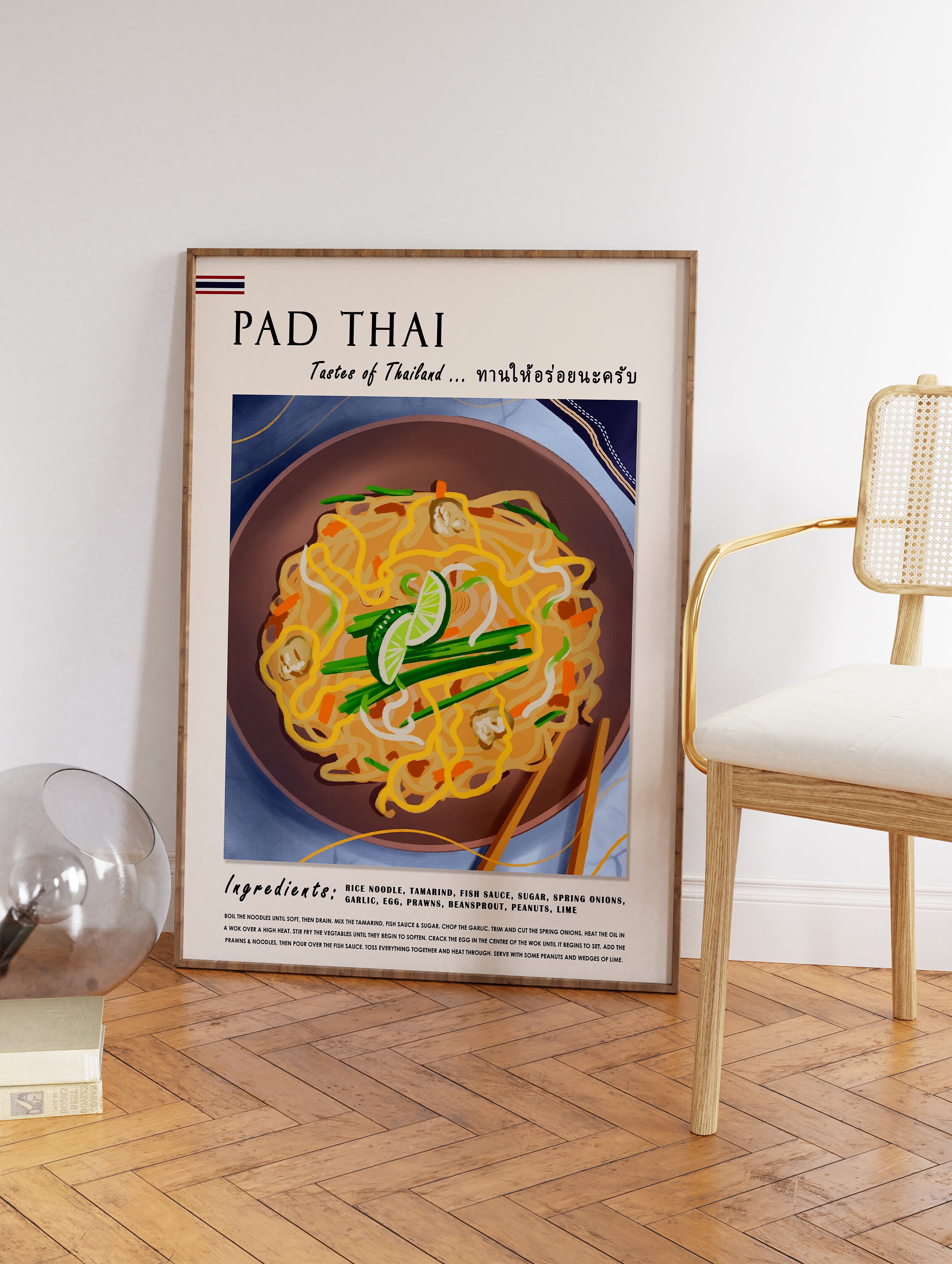 Pad Thai Food Poster Thai Food Art Thailand Print Asian - Etsy