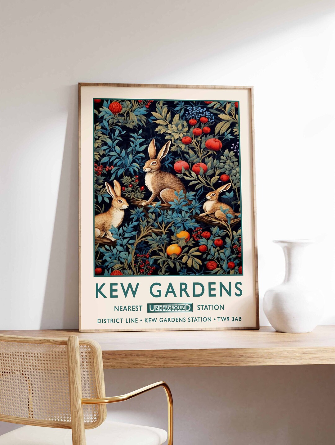 William Morris Rabbit Print, Kew Gardens Print, London Print, William ...