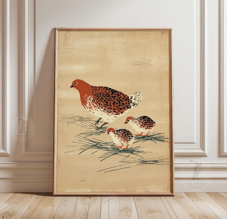Japanese Farm Hen Poster | Vintage Chicken Wall Art | Rustic Minimal ...