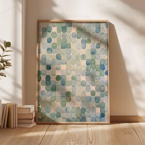 Abstract Watercolor Wall Art | Blue Green Geometric Poster | Modern ...