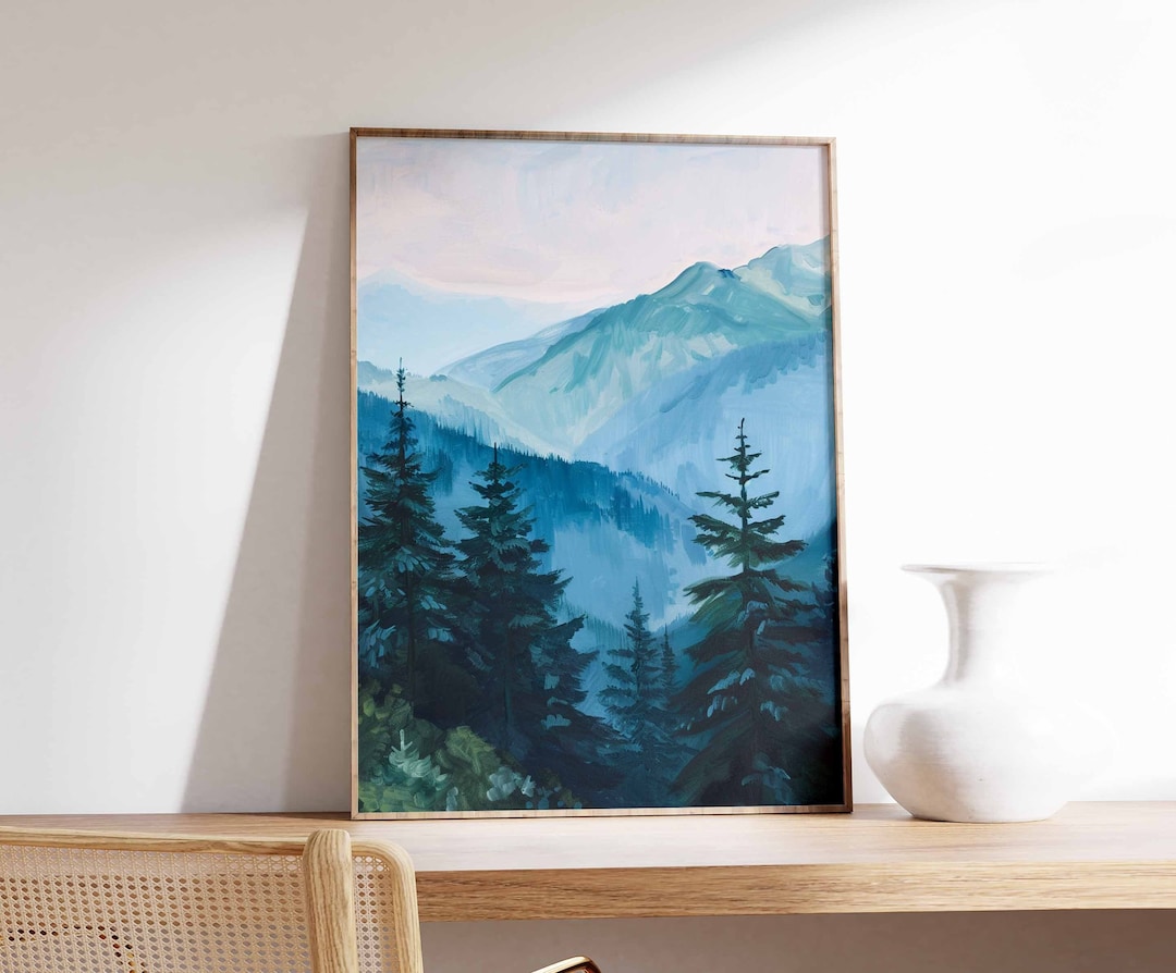 Alpine Trees Mountain Landscape Poster, Nature Wall Art - Etsy