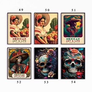 Mexican Poster Sets, Mexican Wall Art Decor, Floral Wall Print, Mexican ...