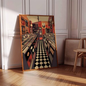 Retro Vinyl Record Store Poster, Vintage Music Print, Record Store Art ...