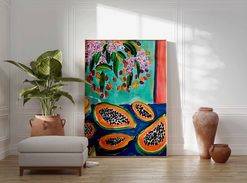 Papaya Poster, Tropical Decor, Fruit Poster, Food Poster, Kitchen Decor ...