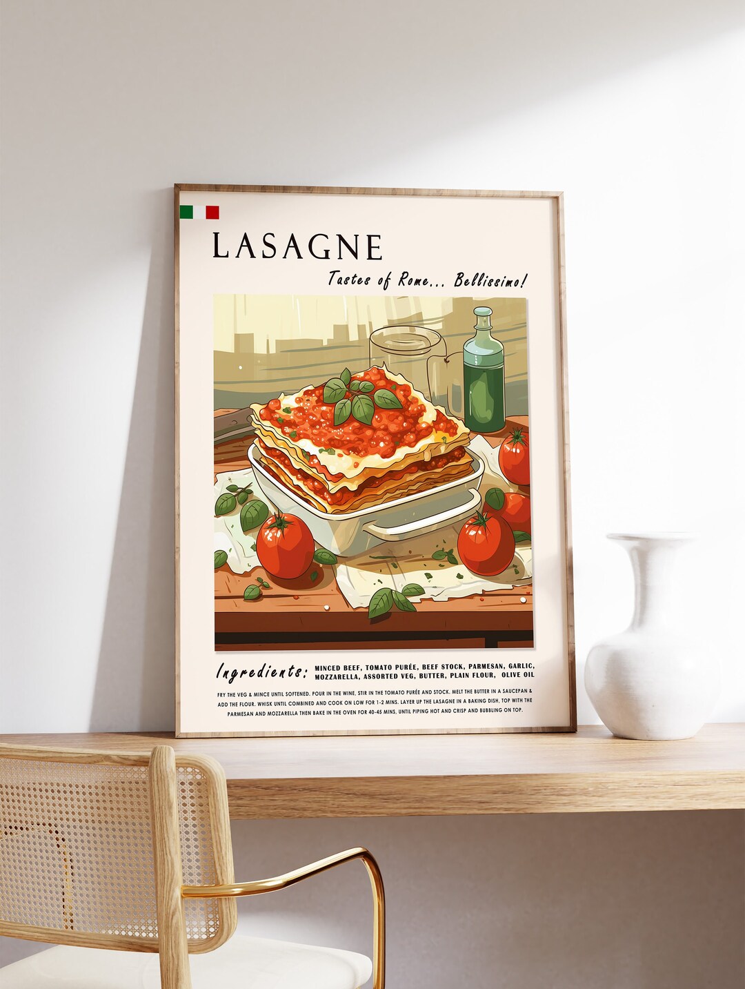 Italian Lasagne Poster, Savory Food Kitchen Print - Etsy UK