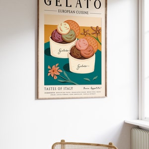 Gelato Poster, Italian Food Art, Ice Cream Food Poster, Kitchen Decor ...