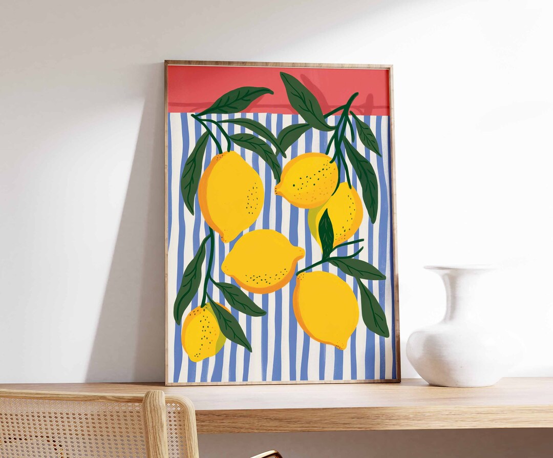 Lemons Poster, Lemon Print, Dinner Table Food Print, Retro Food Art ...