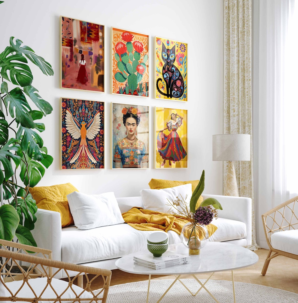 Mexican Gallery Wall Poster Set, Mexican 6 Print Set, Floral Print ...