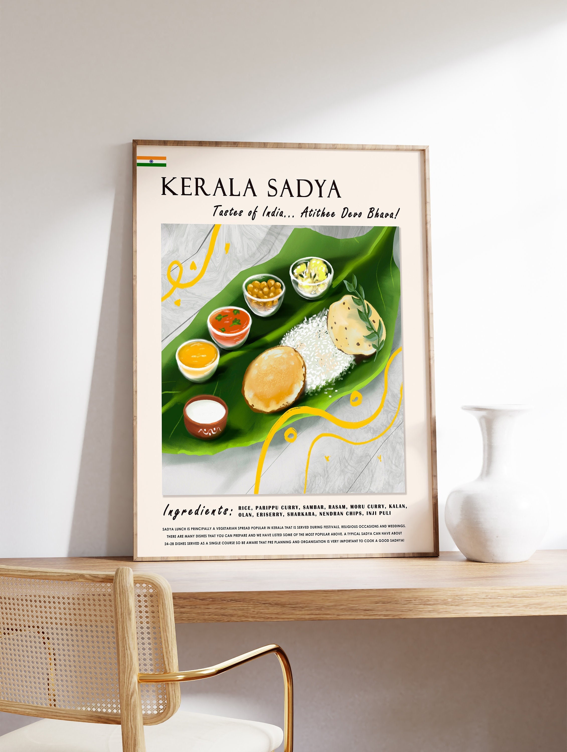 Kerala Sadya Food Poster Food Art Indian Wall Art Indian - Etsy UK