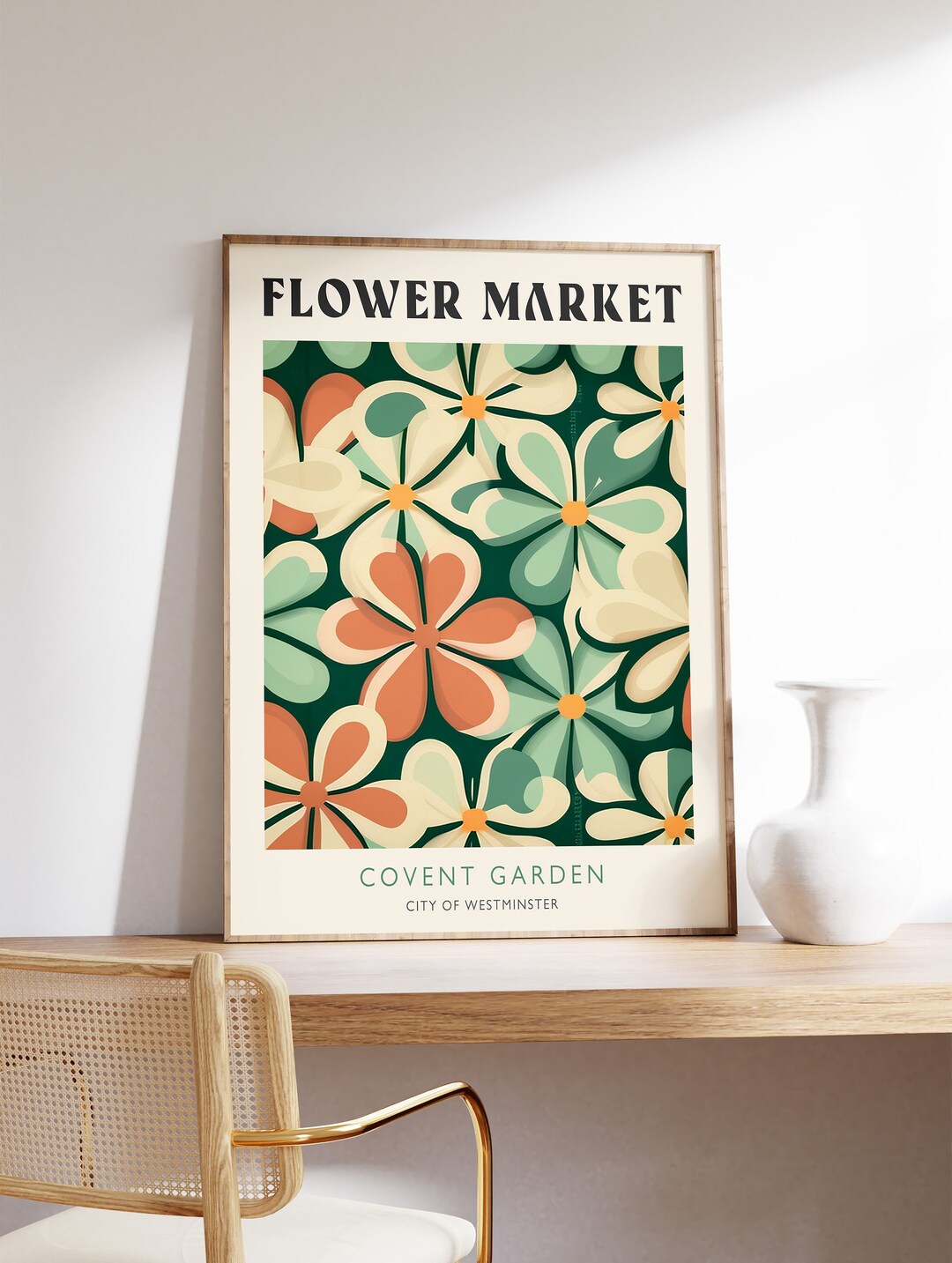 Flower Market London Covent Garden Poster, Floral Print, Flower Market ...