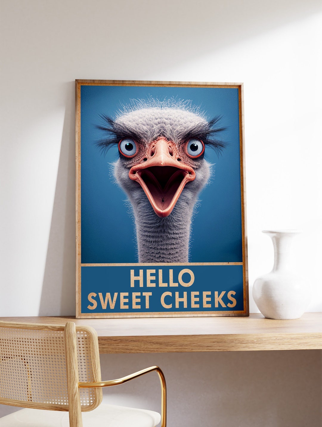 Ostrich Hello Sweet Cheeks Poster Funny Comedy Animal Art - Etsy