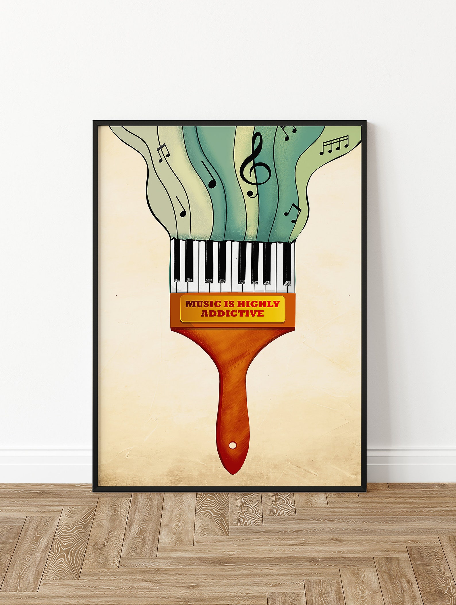 Music Wall Art, Piano Paintbrush Art Print, Music Decor, Music Gift ...