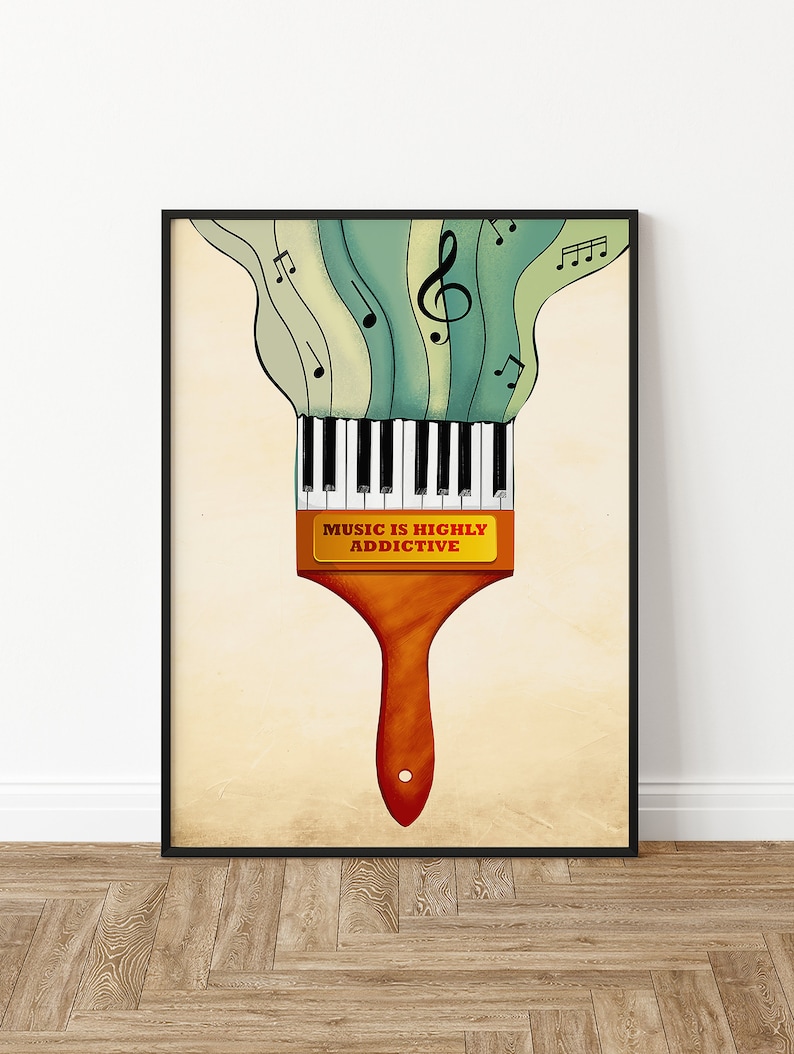 Piano Paintbrush Art Print, Music Room Decor - Etsy UK