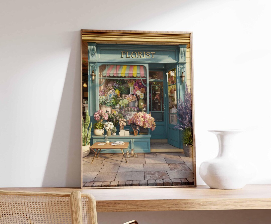 Vintage Florist Poster, Botanical Decor, Retro Flower Shop Print, Retro ...