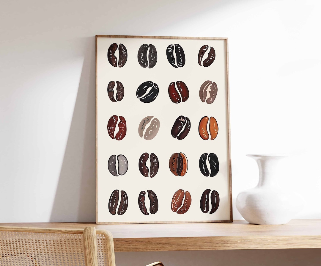 Coffee Bean Poster, Coffee Art, Coffee Poster, Kitchen Decor, Kitchen ...