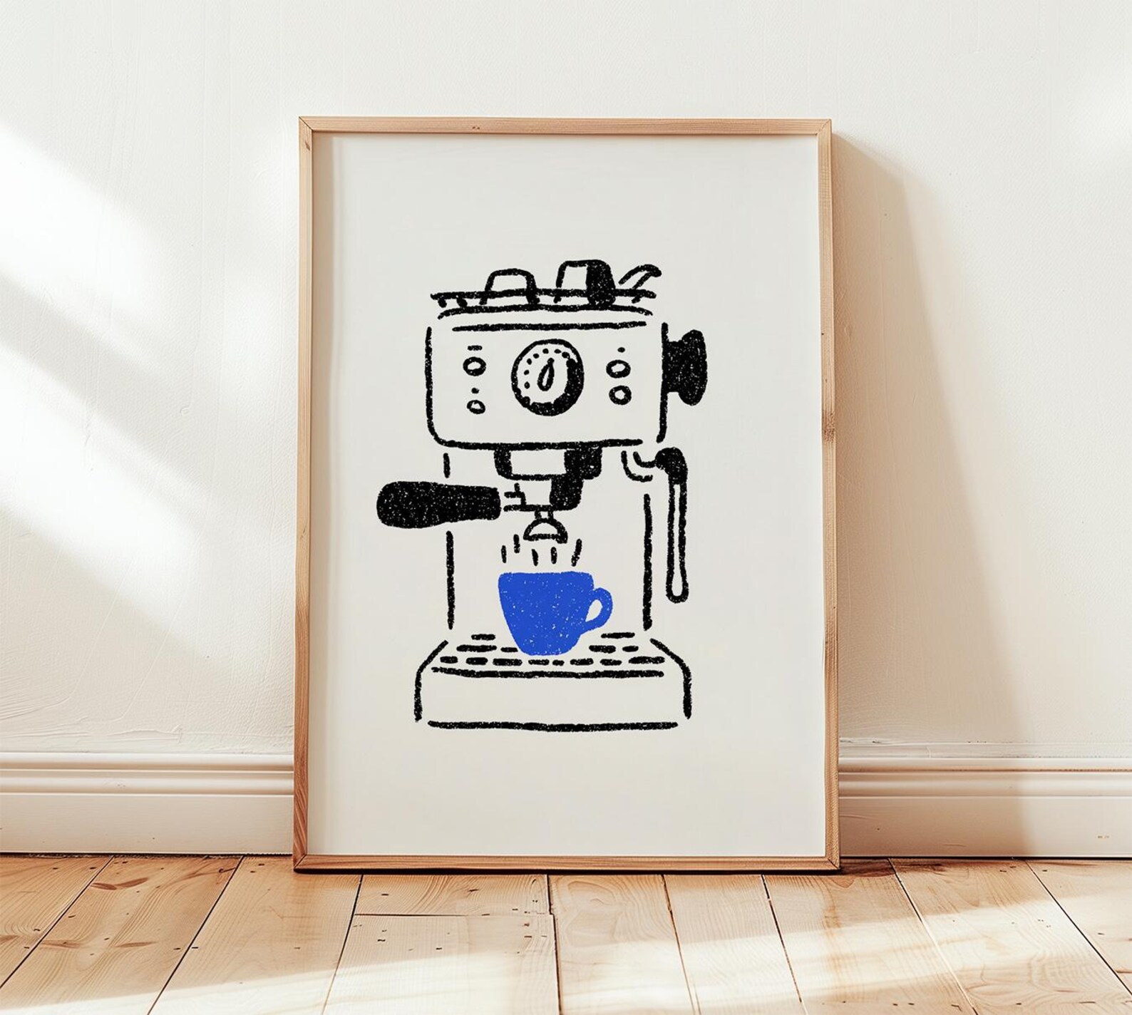 Minimalist Coffee Machine Wall Art Print, Modern Line Drawing Poster ...