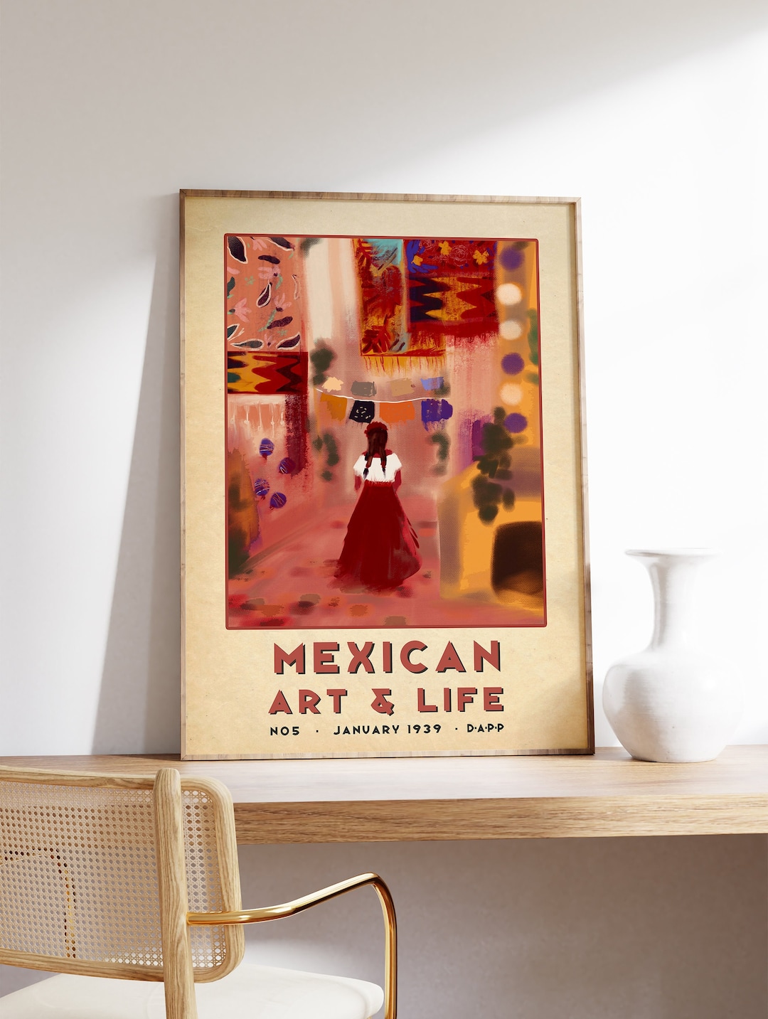 Mexican Exhibition Art Poster, Mexican Print, Floral Vintage Wall Art ...