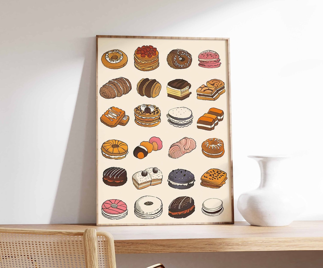 Biscuits Poster, Cakes Poster, Dessert Print, Bakery Art, Sweet Treats ...