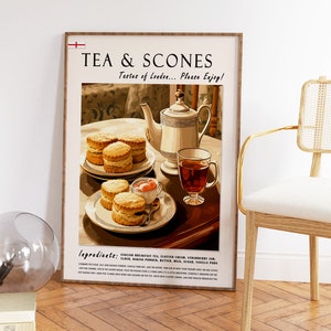 British Tea and Scones Poster, British Food Print, English Food Poster ...