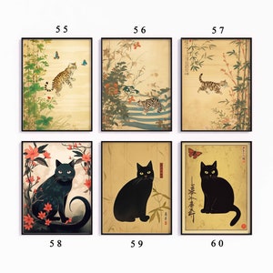 Japanese Cat Poster Sets, Vintage Japanese Cat Print, Cat Poster ...