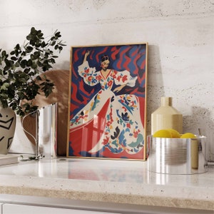Vintage Spanish Flamenco Dancer Floral Poster, Latin American Art - Etsy