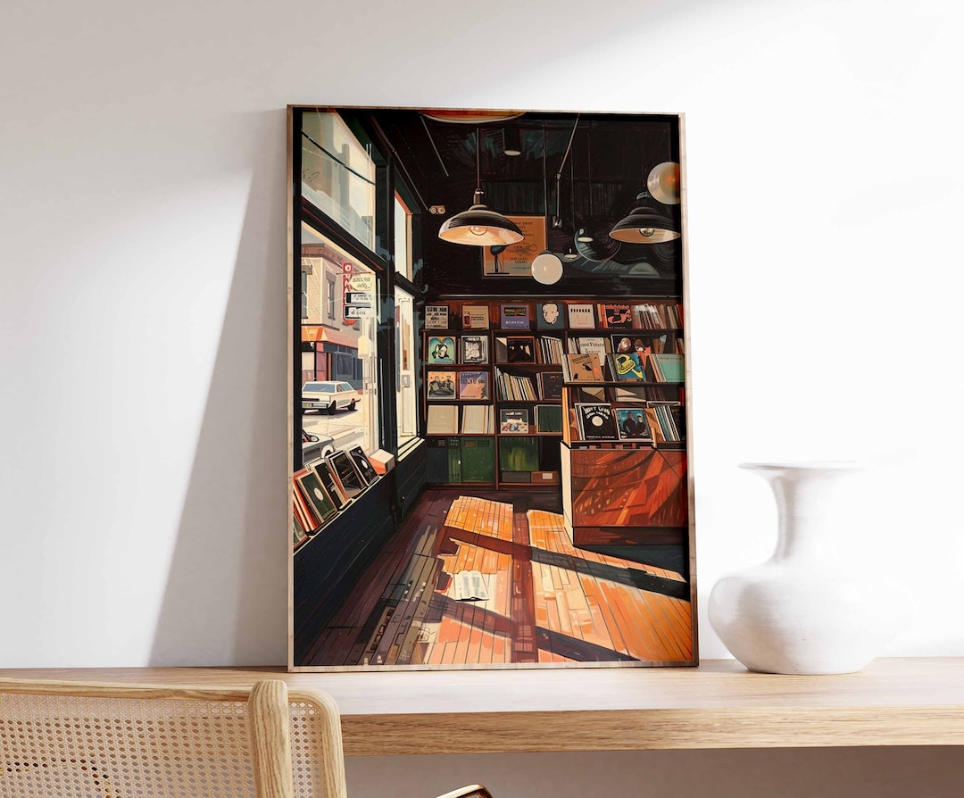 Retro Vinyl Record Store Poster, Vintage Music Print, Record Store Art ...