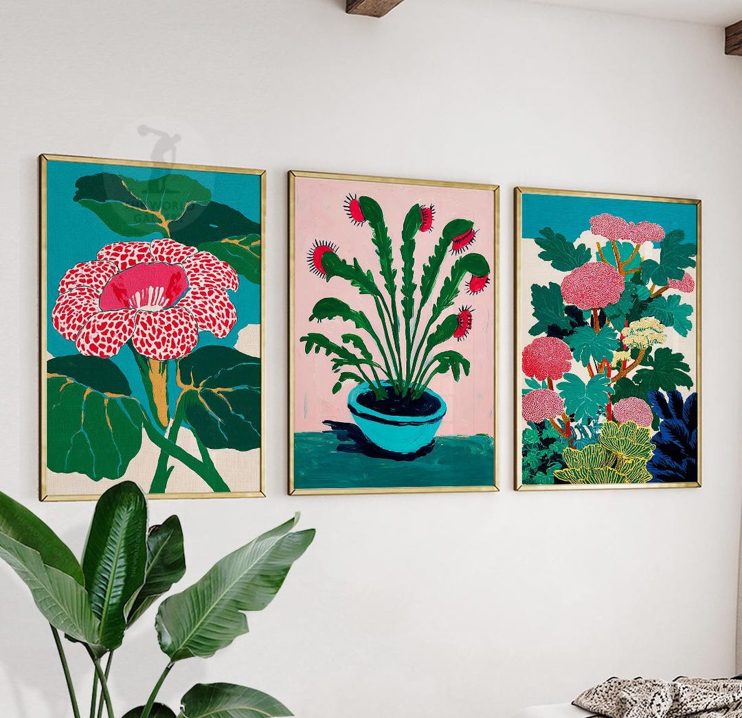 Botanical Flower Poster Set | Colorful Floral Wall Art Prints | Modern ...