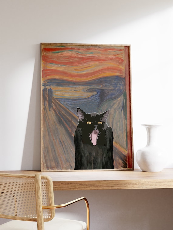 Edvard Munch Scream Cat Print Edvard Munch Cat Poster Cat | Etsy