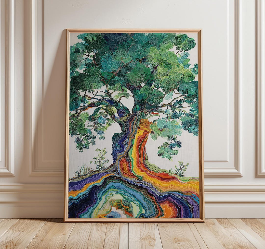 Colorful Abstract Tree Poster, Modern Nature Wall Art Print, Vibrant ...
