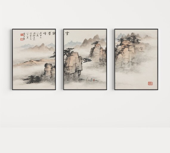 Japanese Set of 3 Posters Japanese Art Print Set Japanese | Etsy