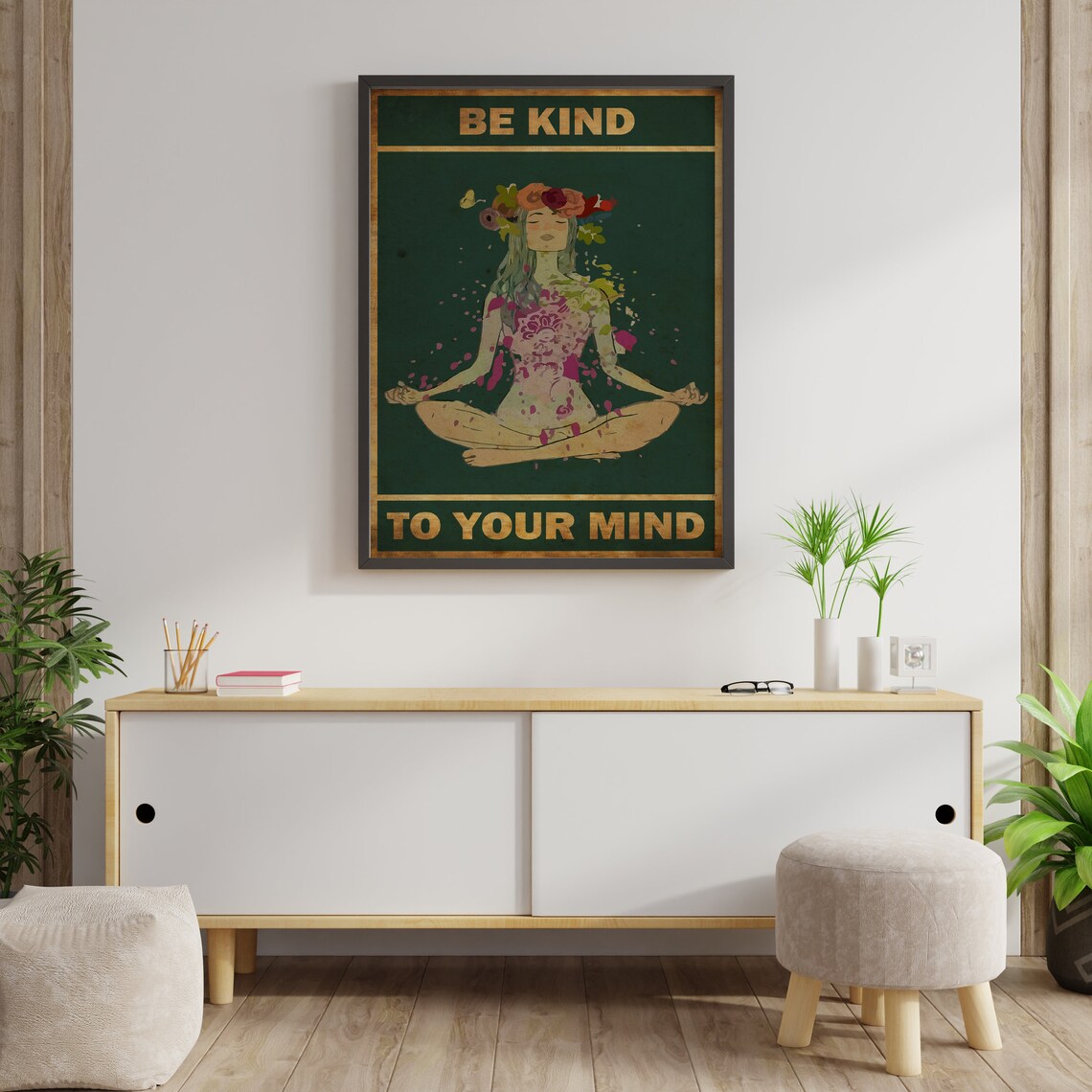Be Kind to Your Mind Poster, Yoga Print, Floral Poster, Floral Print ...