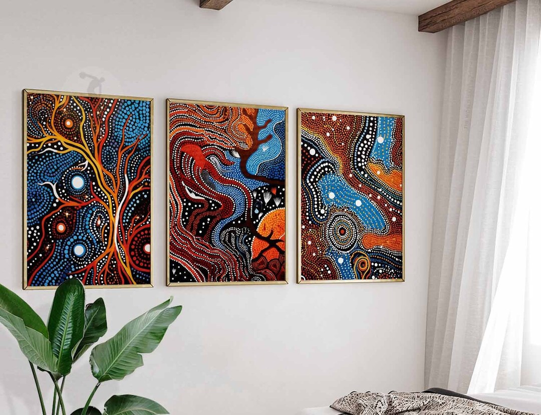 Aboriginal Set of 3 Prints, Indigenous Poster Set, Aboriginal Decor ...