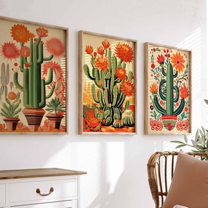 Mexican Set of 3 Cactus Posters, Mexican Floral Prints, Mexico Scenery ...