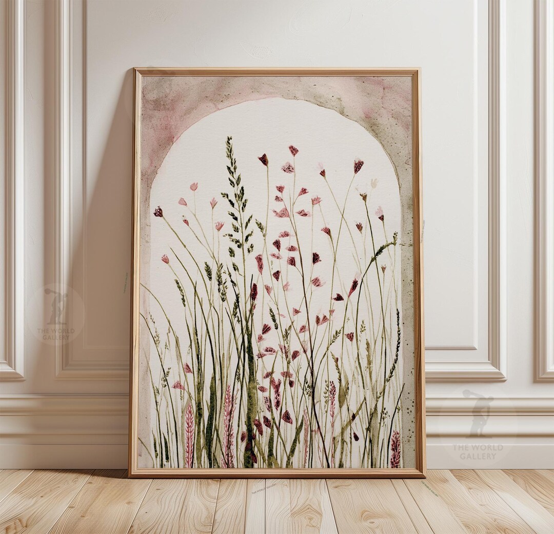 Wildflower Arch Print | Botanical Meadow Watercolor Art, Neutral Nature ...