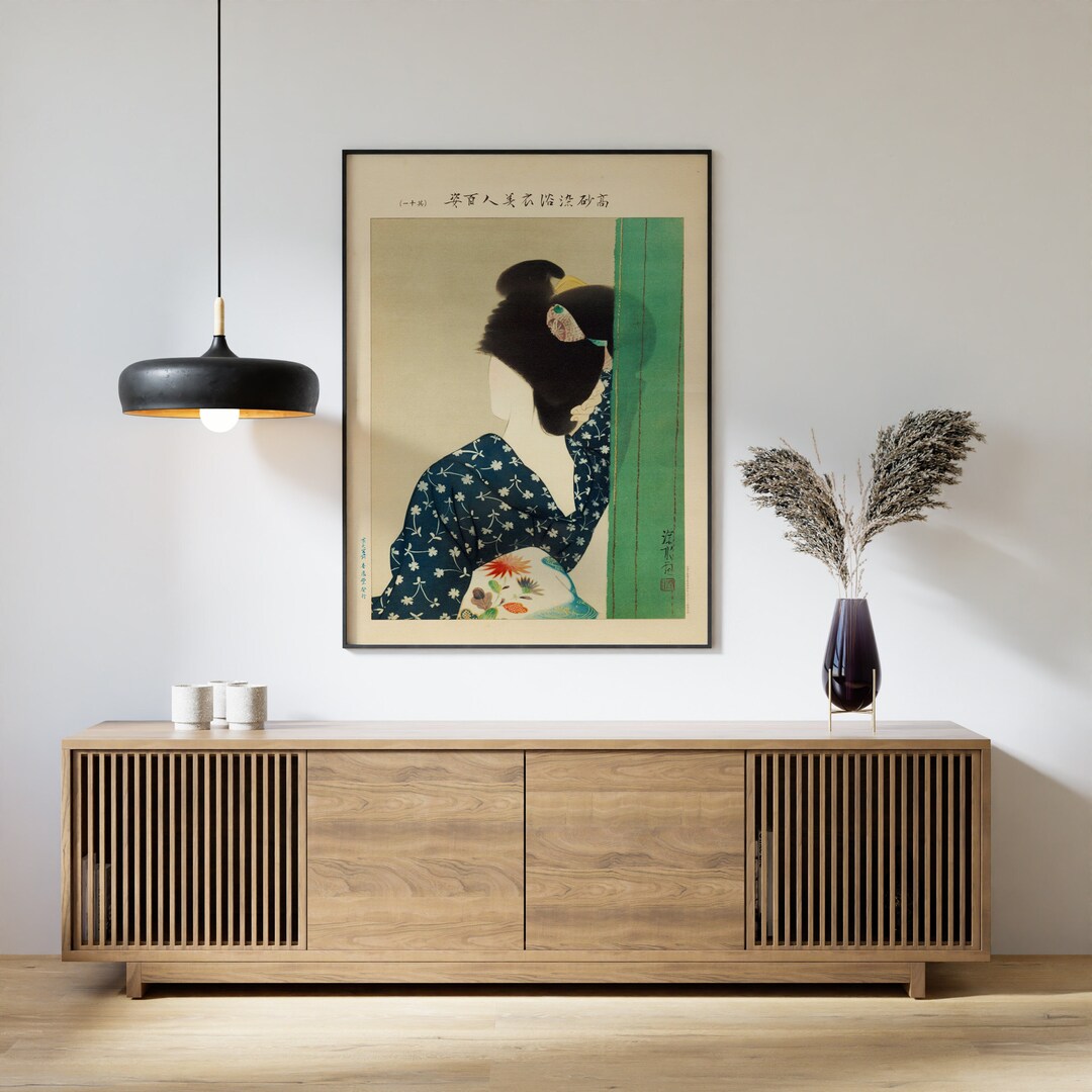 Vintage Japanese Poster With Female Illustration Art Print, Japanese ...