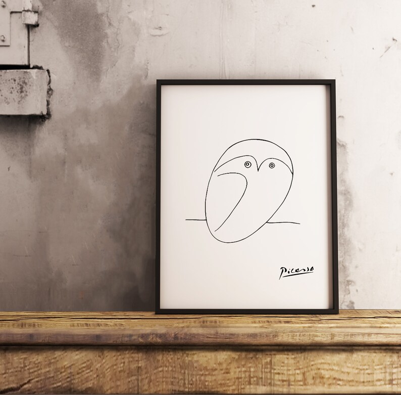 Picasso Owl Line Art Poster Print Animal Print Minimalist | Etsy