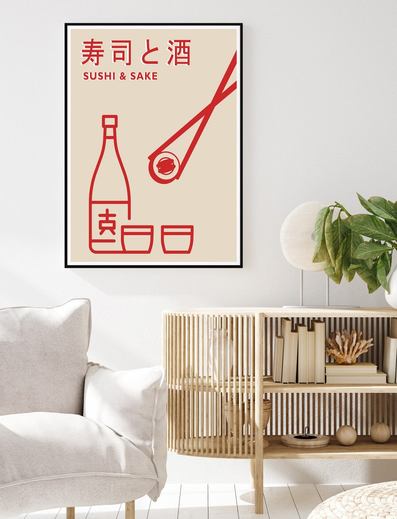 Japanese Print Japanese Poster Sushi & Sake Food Art Food - Etsy