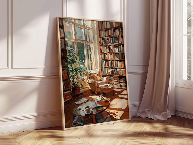 Cozy Reading Room Art Print | Impressionist Library Poster | Book Lover ...