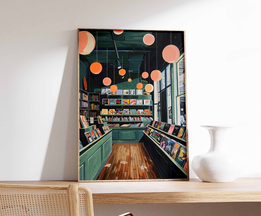 Retro Vinyl Record Store Poster, Vintage Music Print, Record Store Art ...