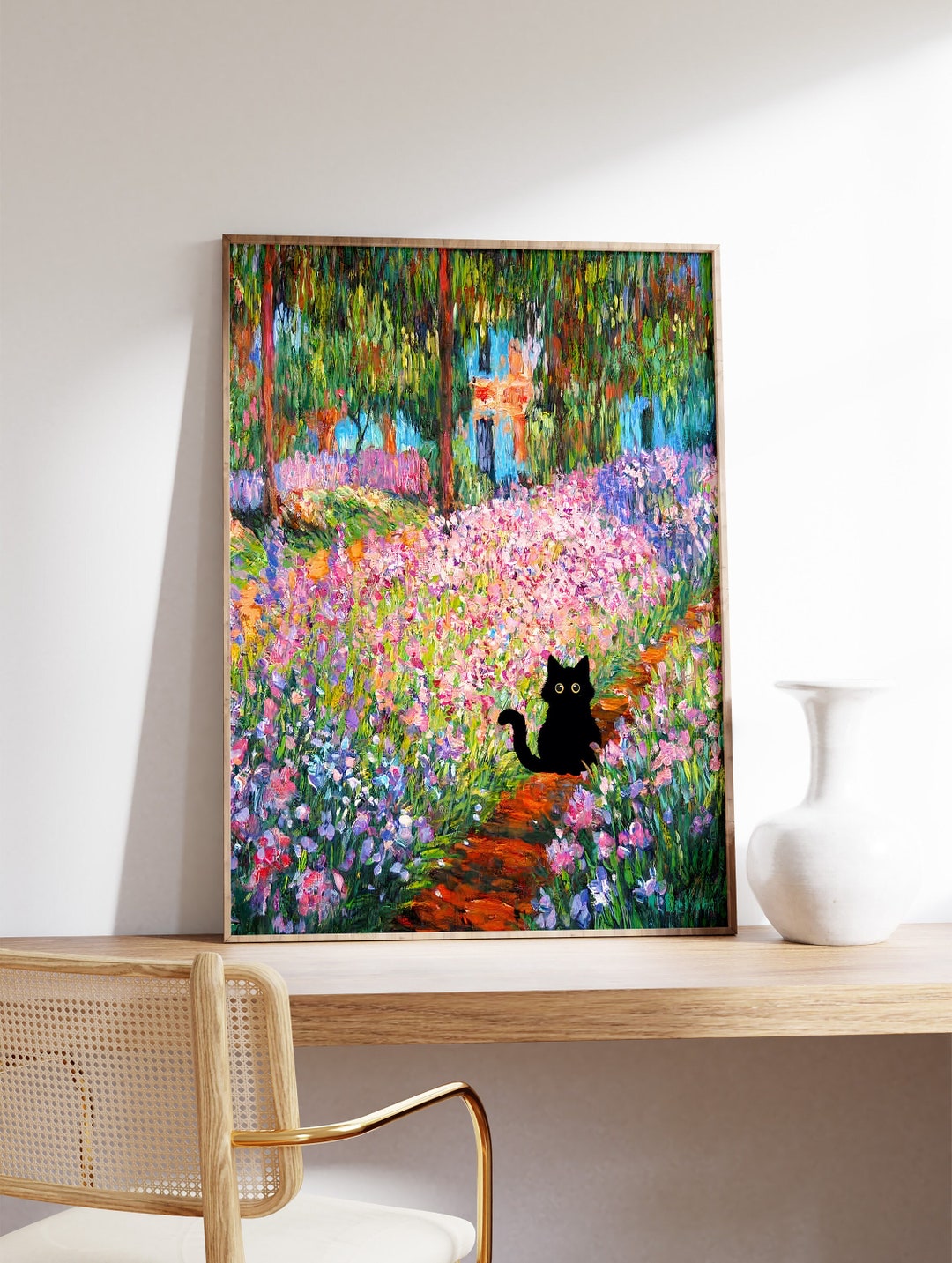 Monet Artists Garden Cat Print, Claude Monet Cat Poster, Cat Art, Cat ...