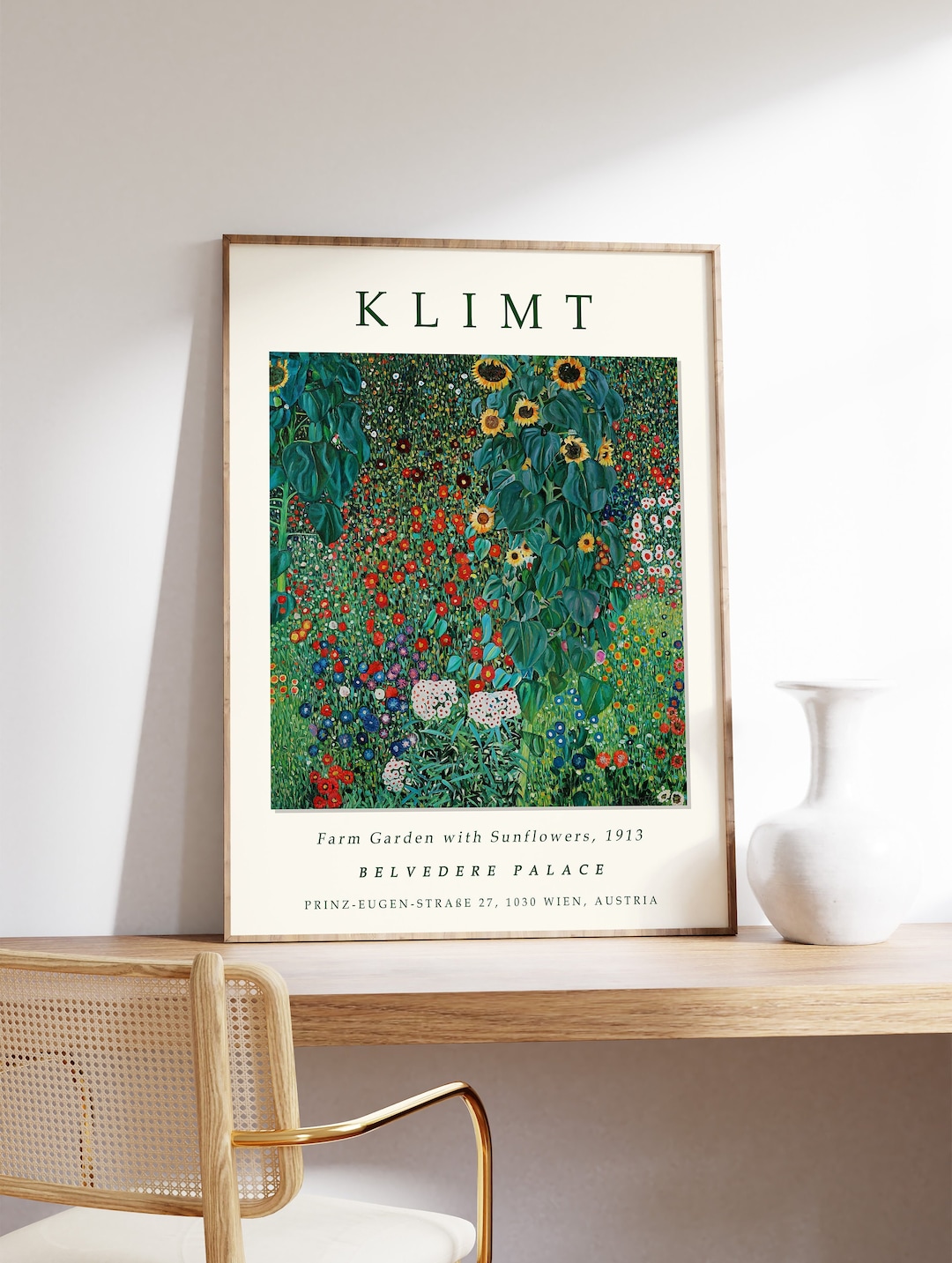 Gustav Klimt Poster, Farm Garden With Sunflowers, Exhibition Poster ...
