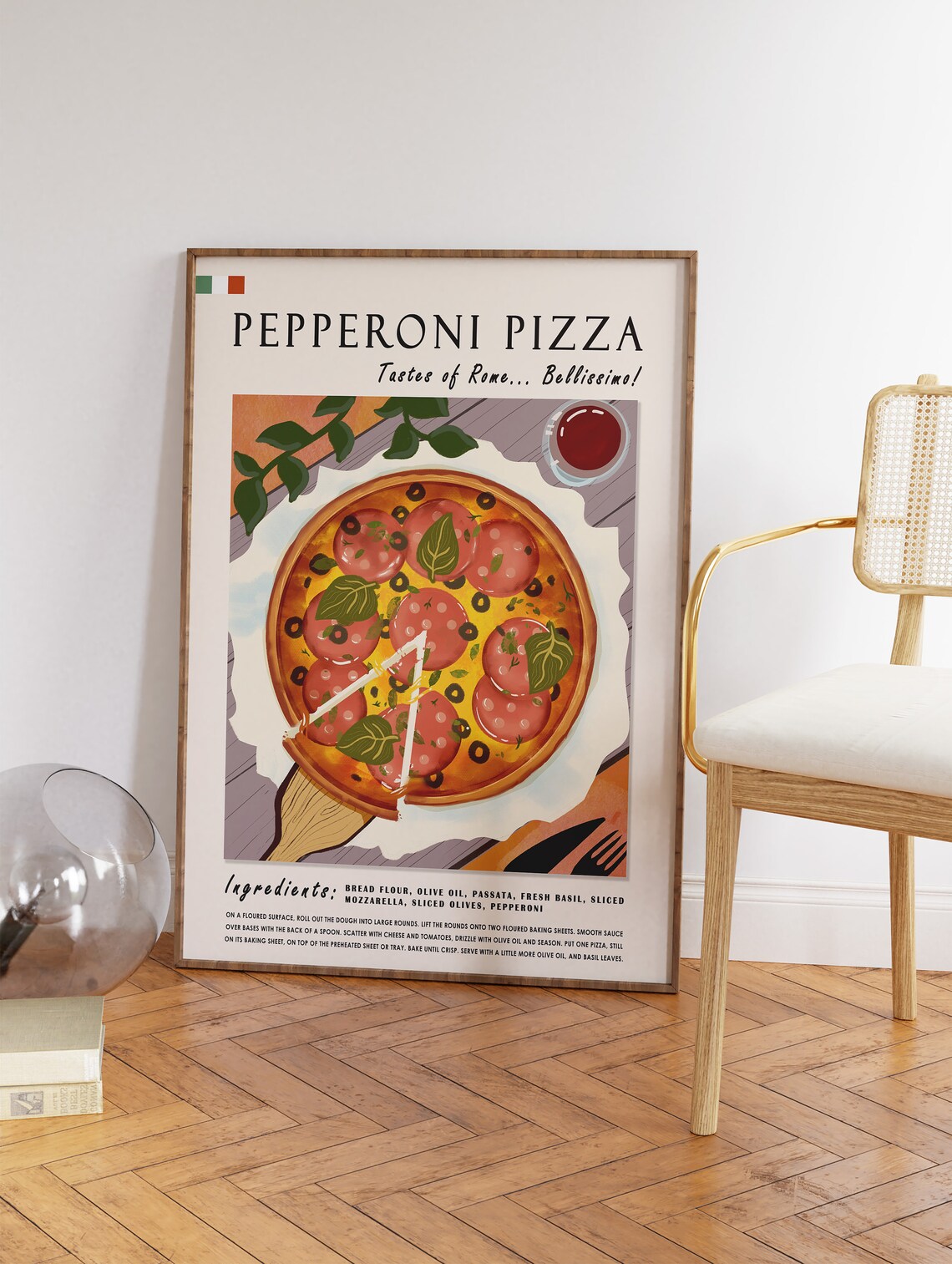 Italian Food Poster, Pizza, Art Poster, Rome Travel Poster, Kitchen ...