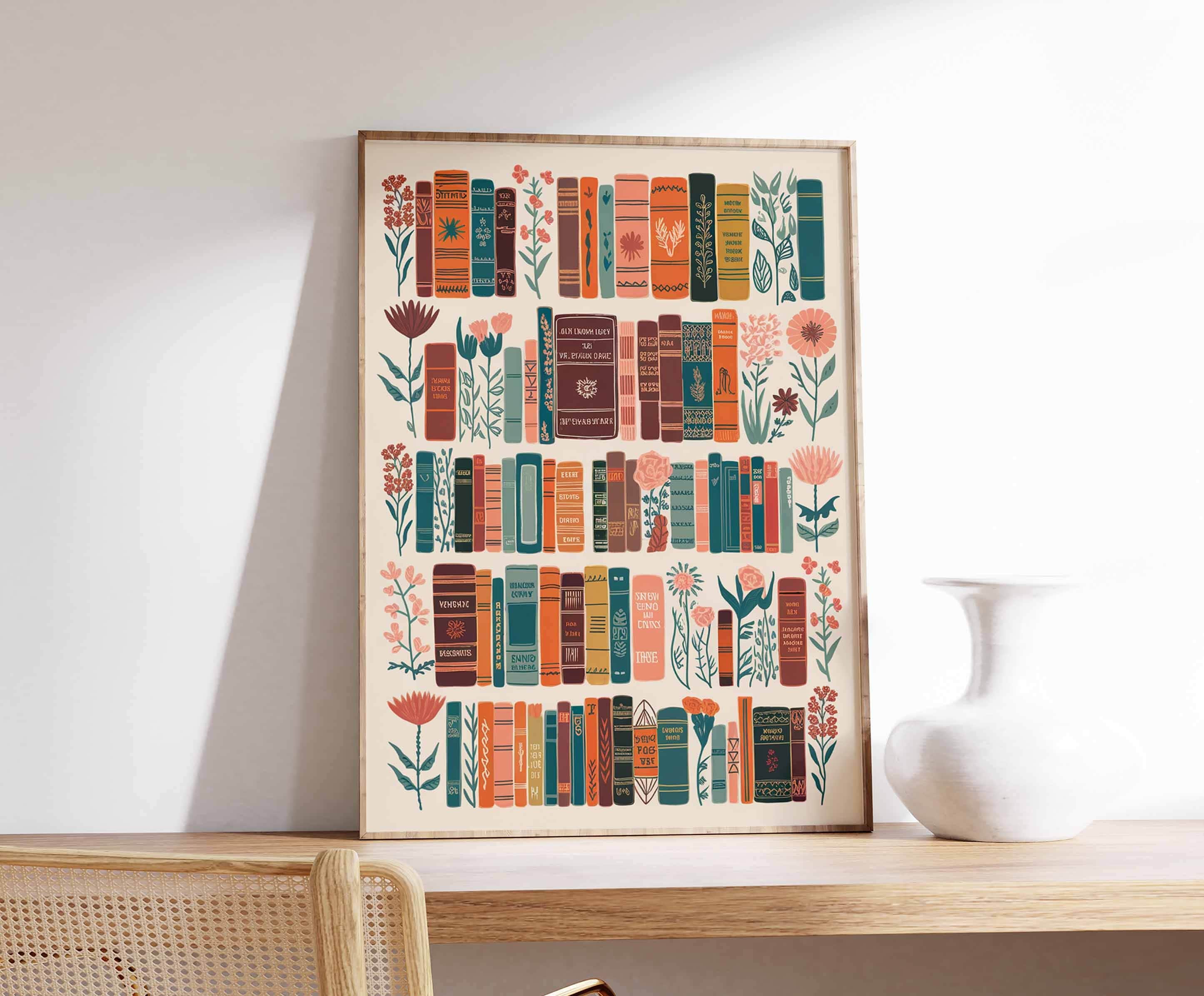 Vintage Library Poster, Book Art, Reading Poster, Book Lovers Gift ...