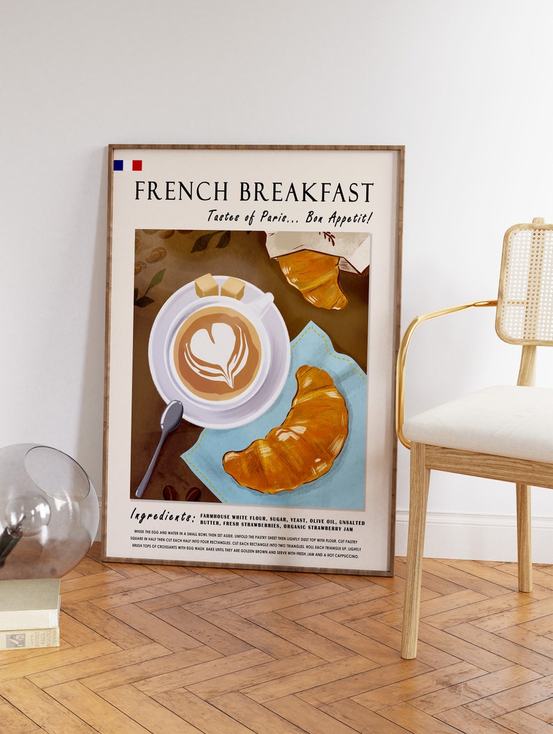 French Breakfast Poster, Paris Cafe Art Print, Kitchen Decor - Etsy